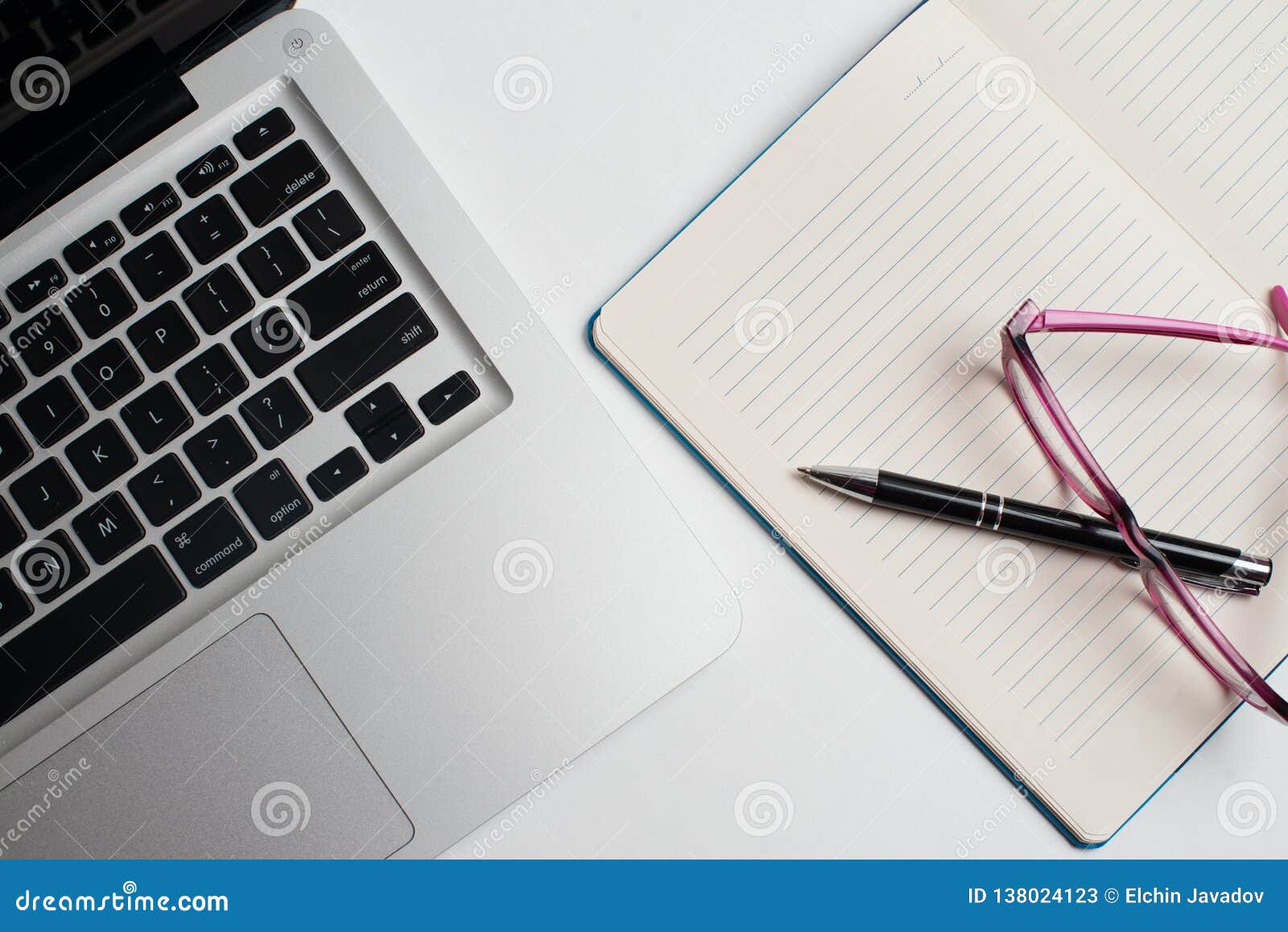Notebook with Black Pen, Colorful Notepads on the Desk, Glasses on the ...