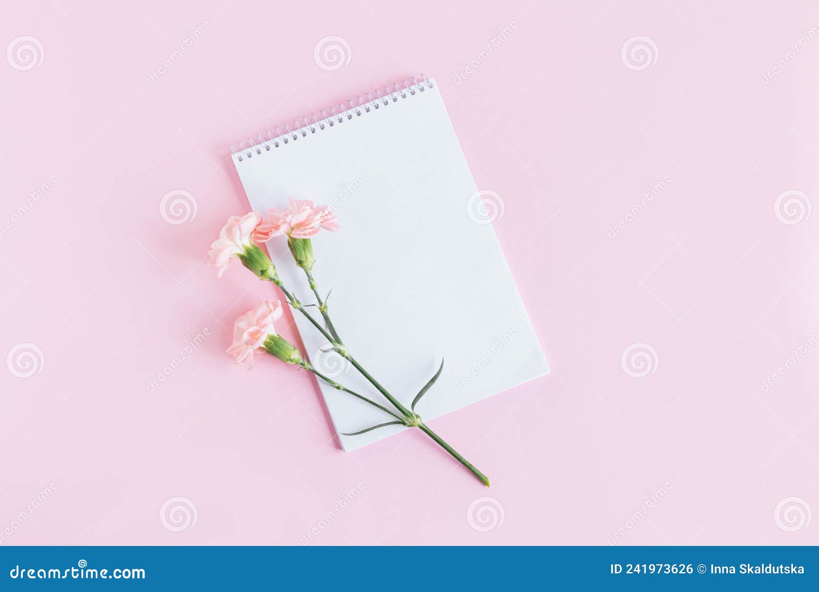 Notebook with Blank Page and Pencil on a Pink Pastel Background Stock ...