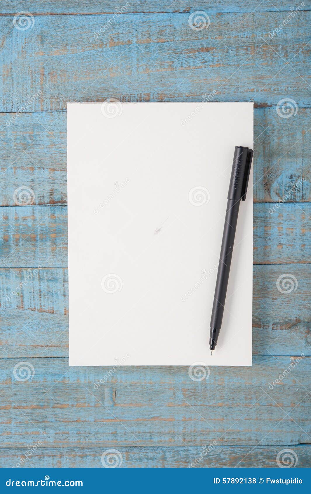Notebook on Blue Wood Table for Text and Background for Idea Work Stock ...
