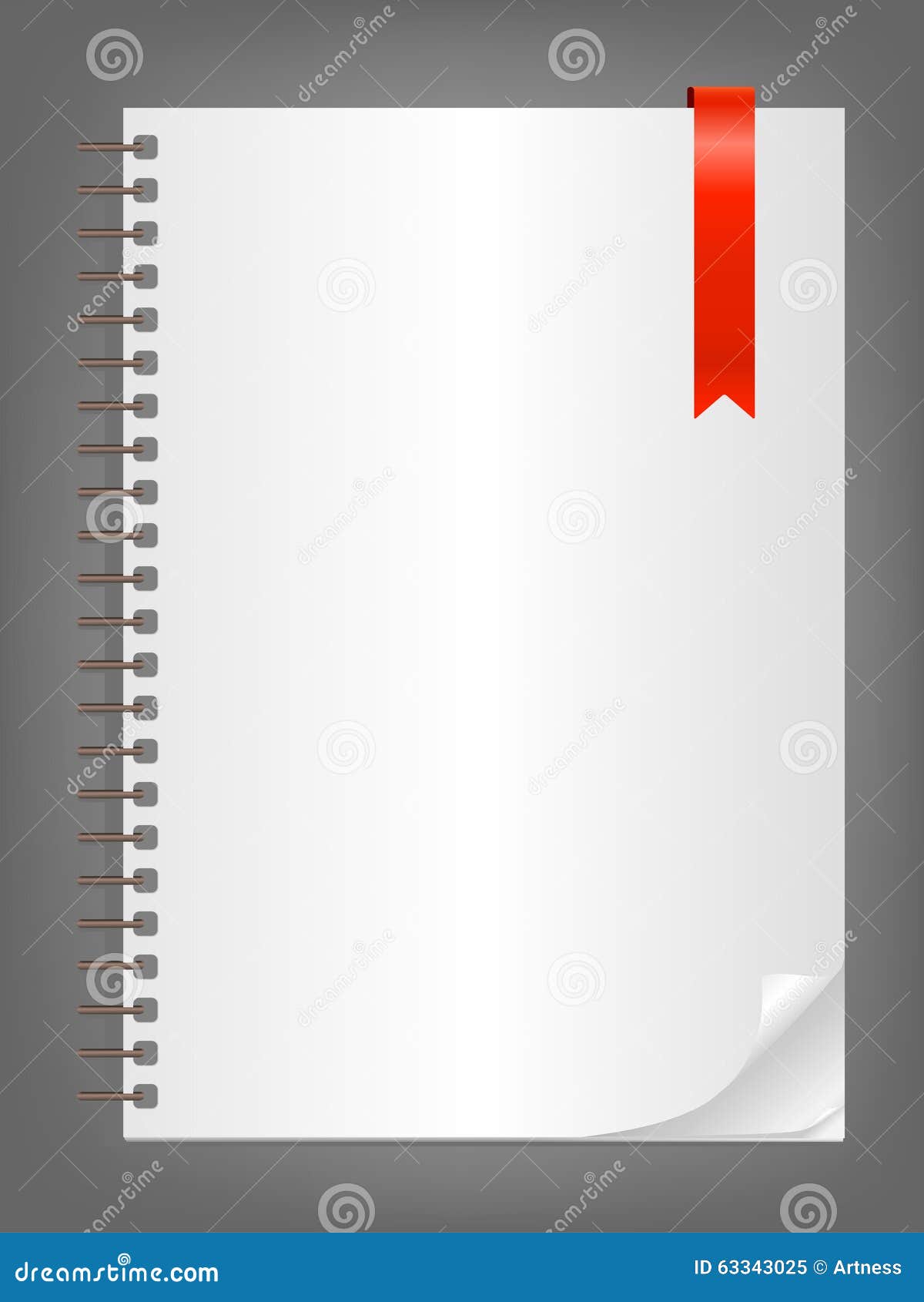 Notebook with bookmark stock vector. Illustration of page - 63343025