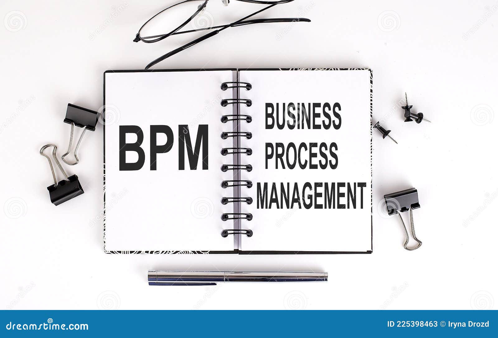 Notebook with BPM Business Process Management on Table with Office ...