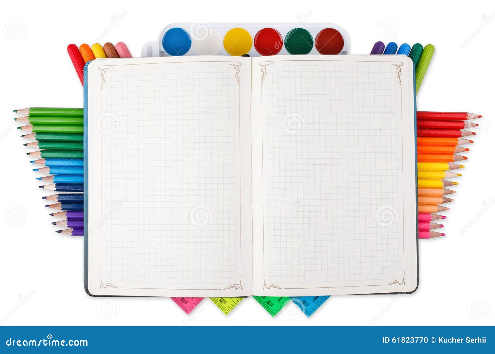 Notebook and Bright School Stationery Isolated on Stock Photo - Image ...