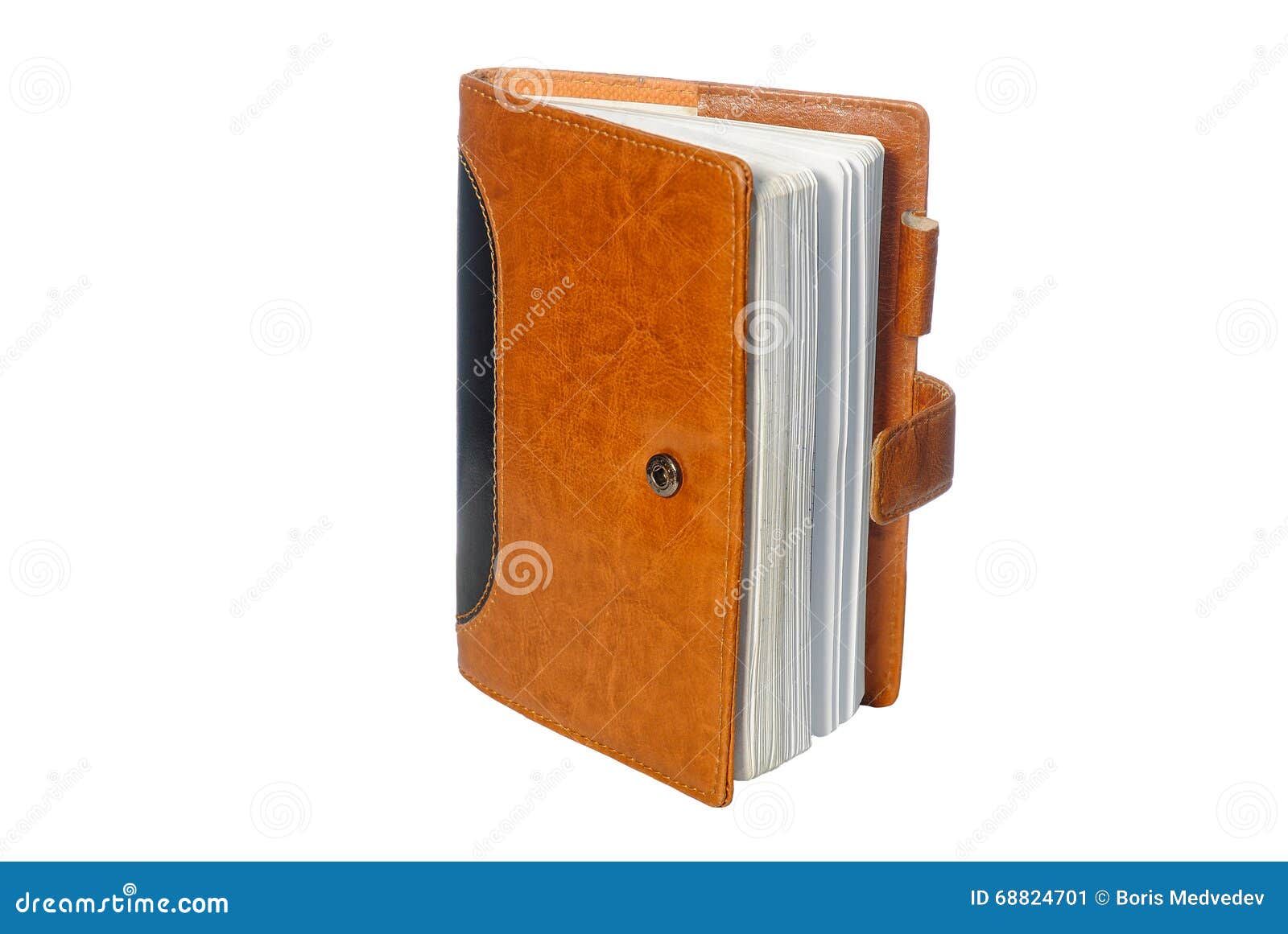 Notebook in a Brown Leather Binding Stock Image - Image of office ...