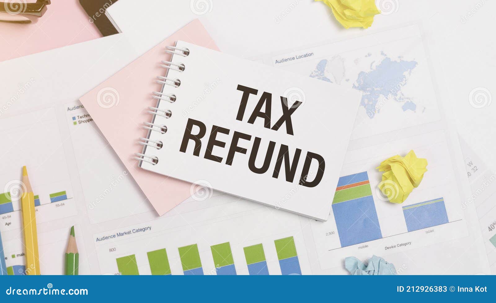 Notebook with a Business Notes TAX REFUND Stock Image - Image of paying ...