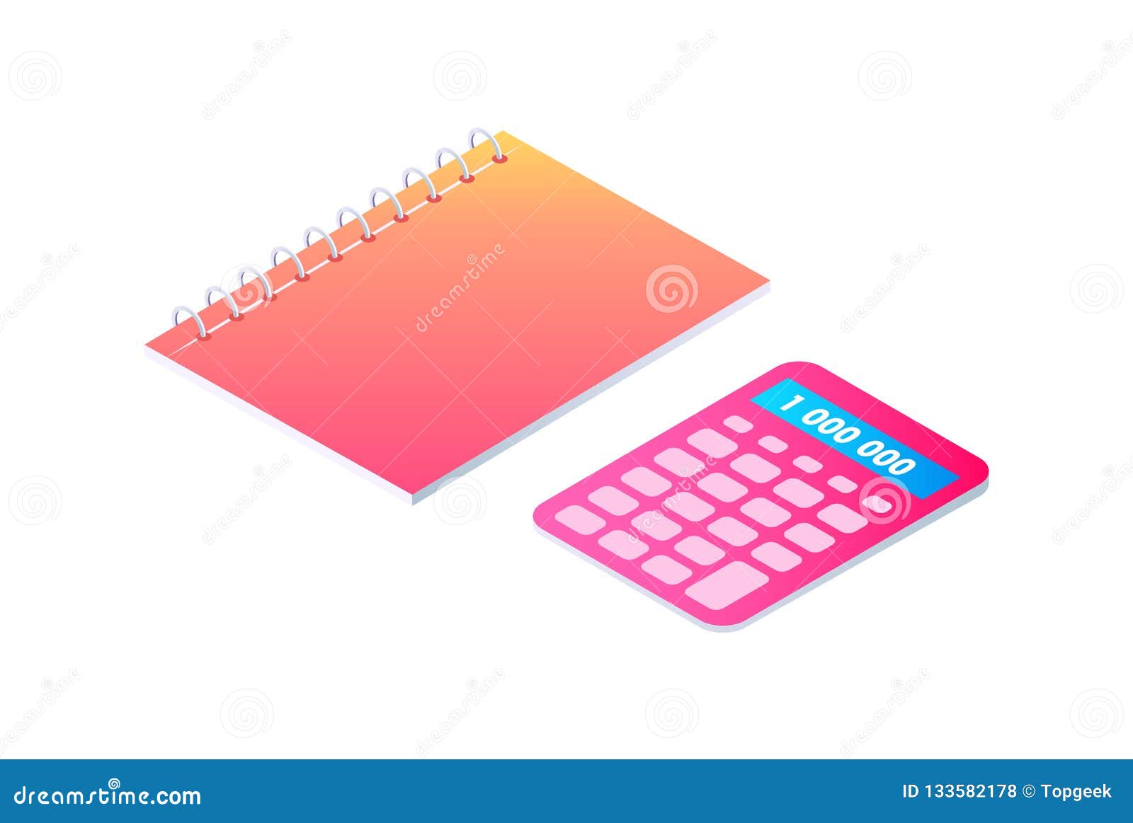 Notebook and Calculator Vector Cartoon Banner Stock Vector ...