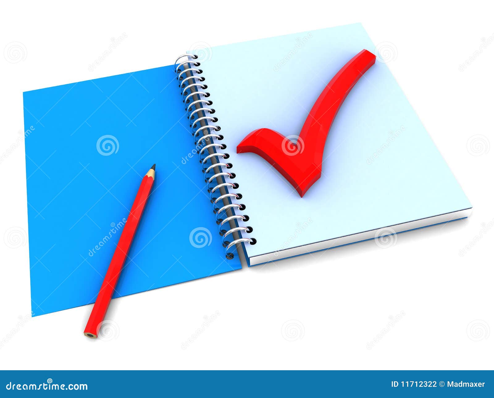 Notebook with check mark stock illustration. Illustration of blank ...