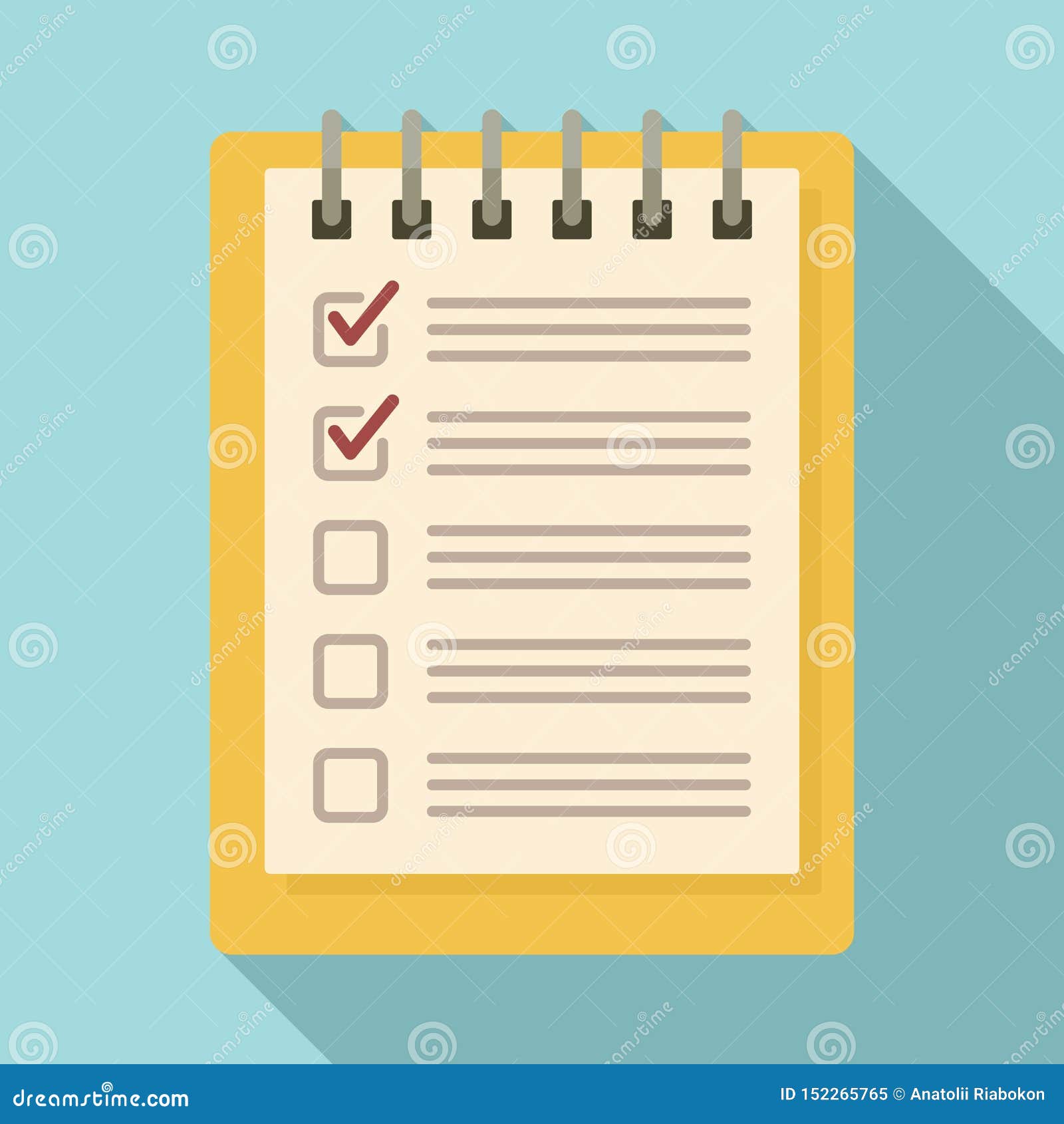 Notebook Checklist Icon, Flat Style Stock Vector - Illustration of ...