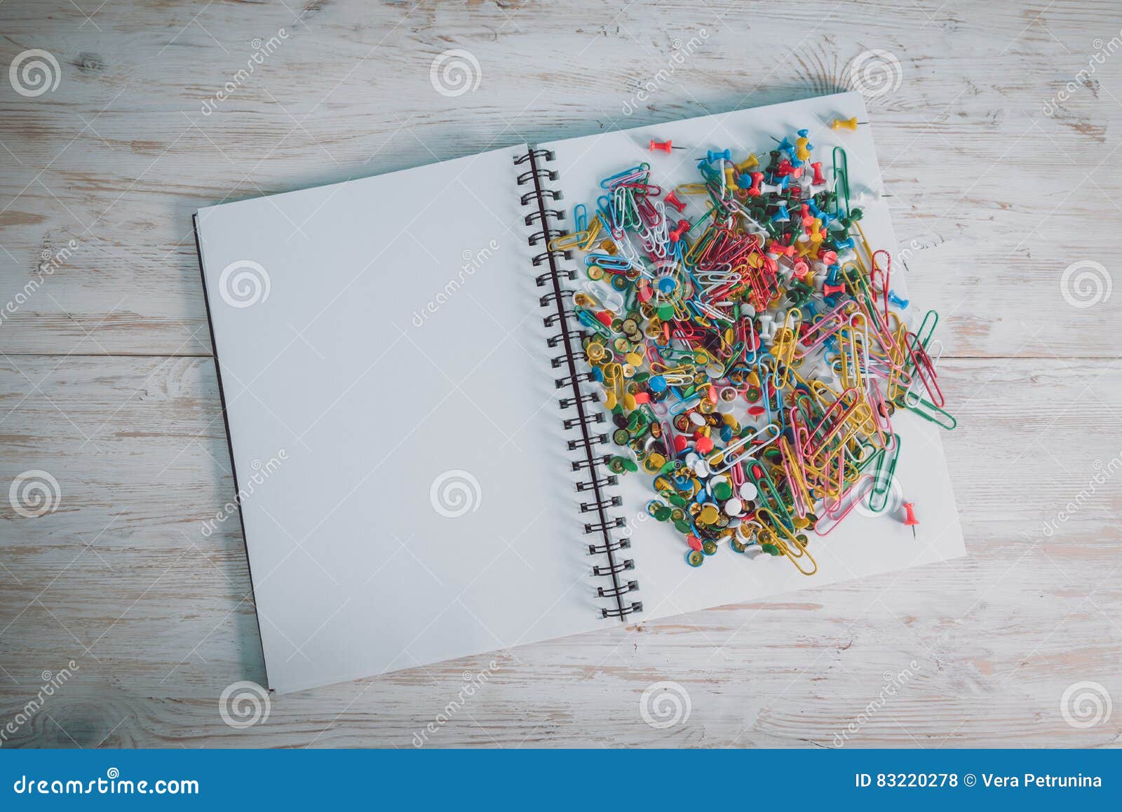 Notebook with Clips on the Desk Stock Photo - Image of document, back ...