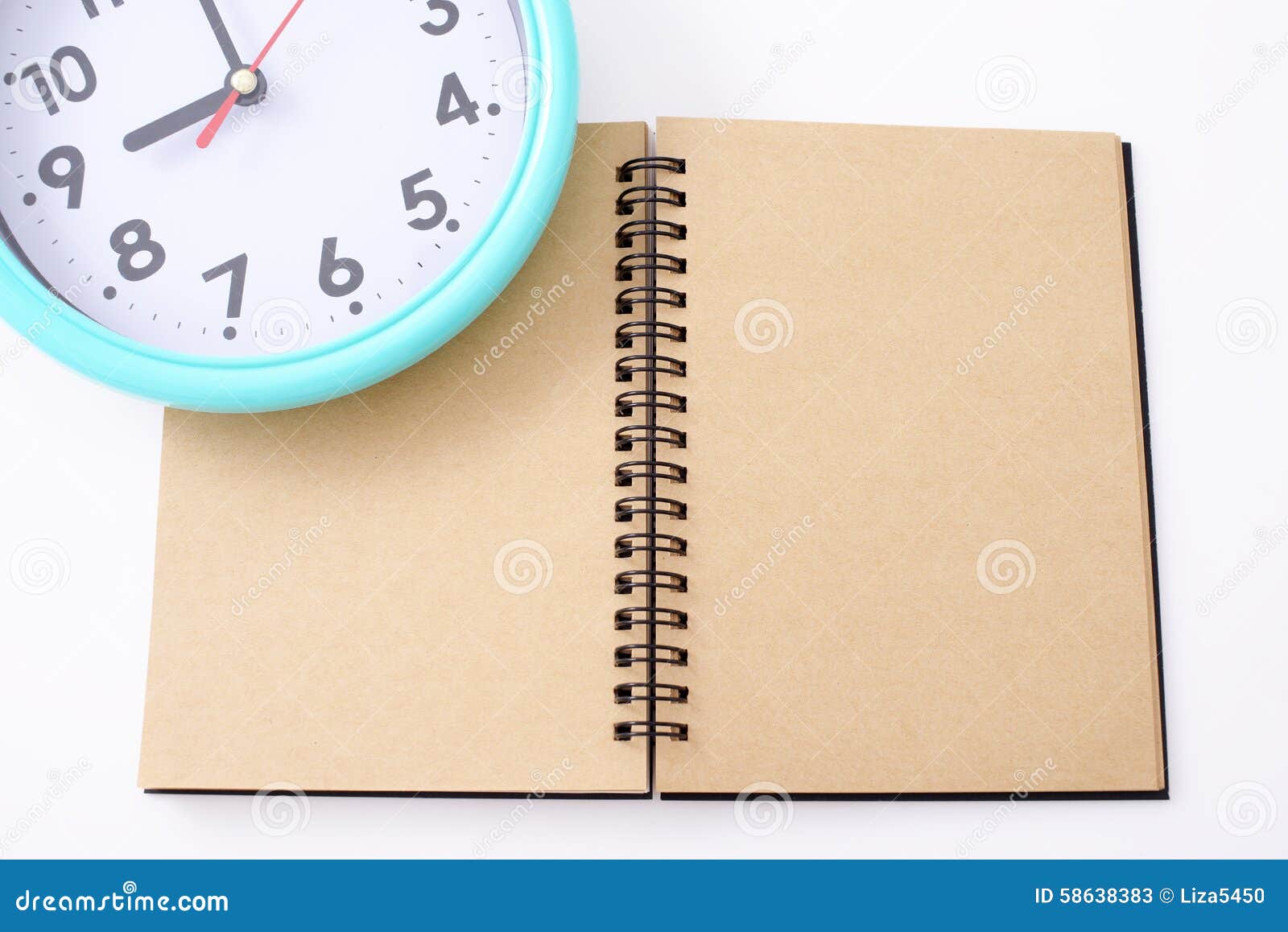 Notebook with clock stock image. Image of bookkeeping - 58638383