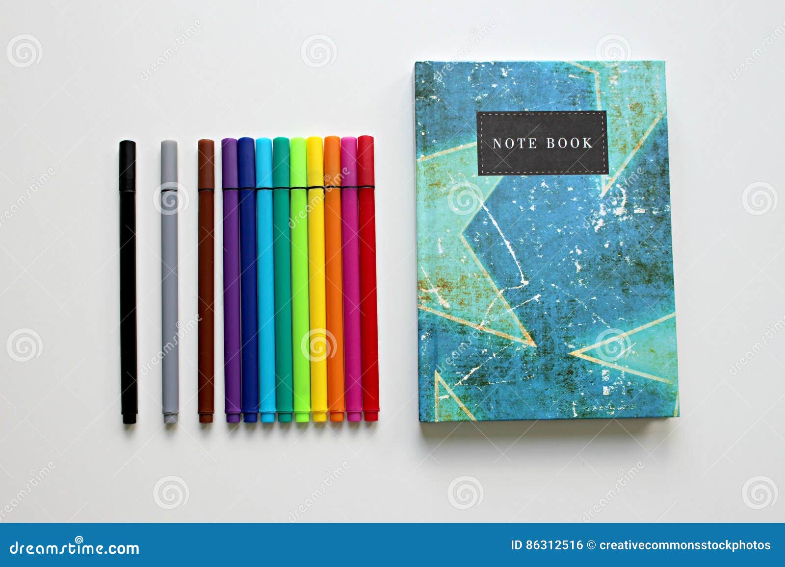 Notebook And Colored Pens Picture. Image: 86312516