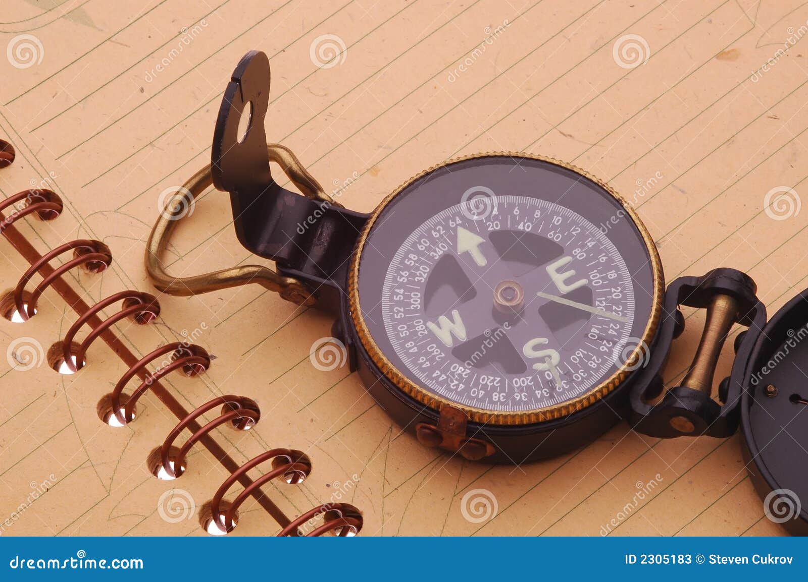 Notebook & Compass stock image. Image of south, bearing - 2305183