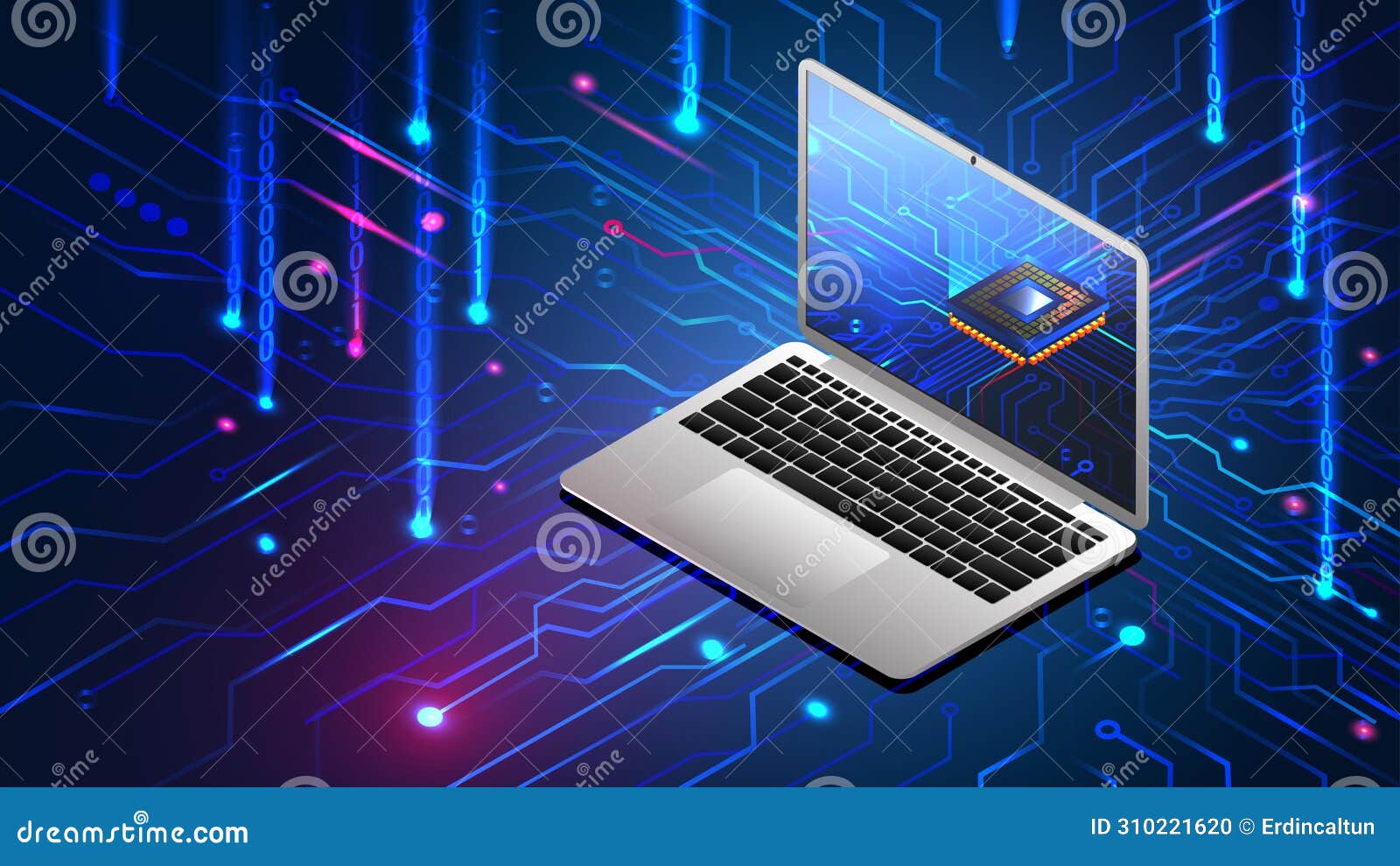 Notebook Computer, Binary Codes Stock Vector - Illustration of abstract, smart: 310221620