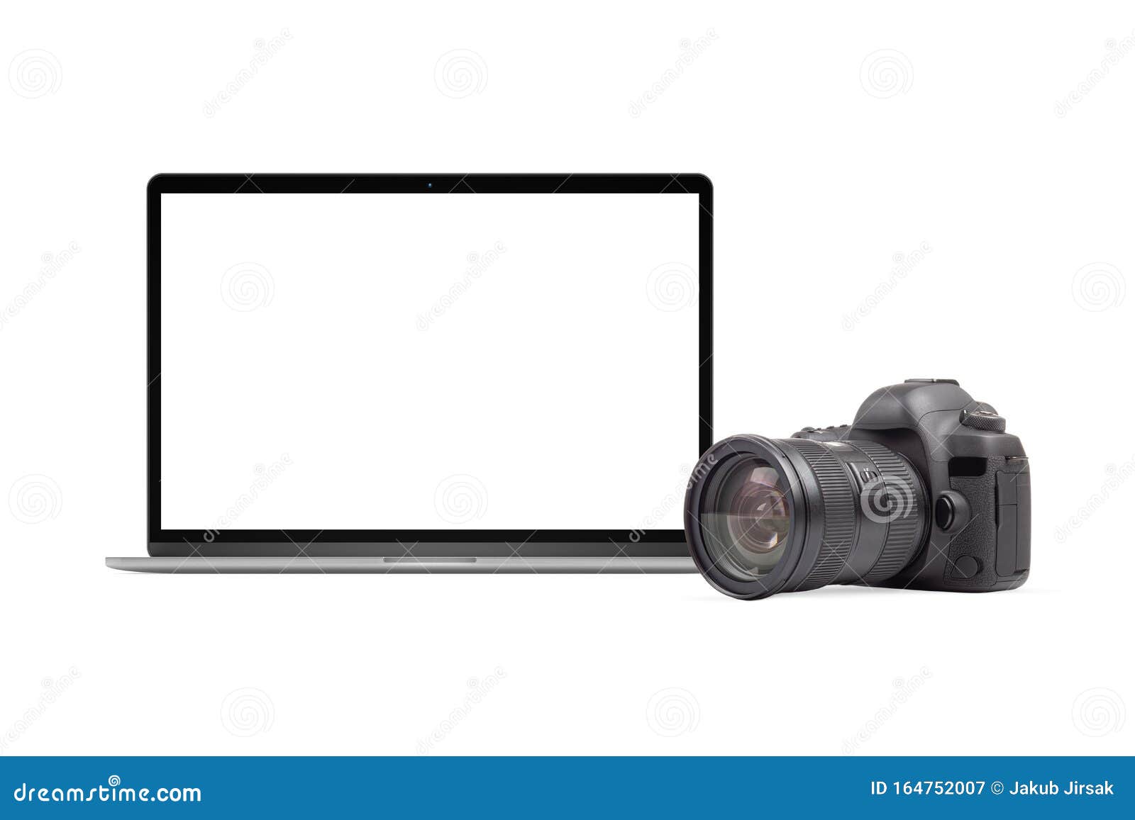 Notebook Computer and DSLR Camera Graphics Element Stock Image - Image ...