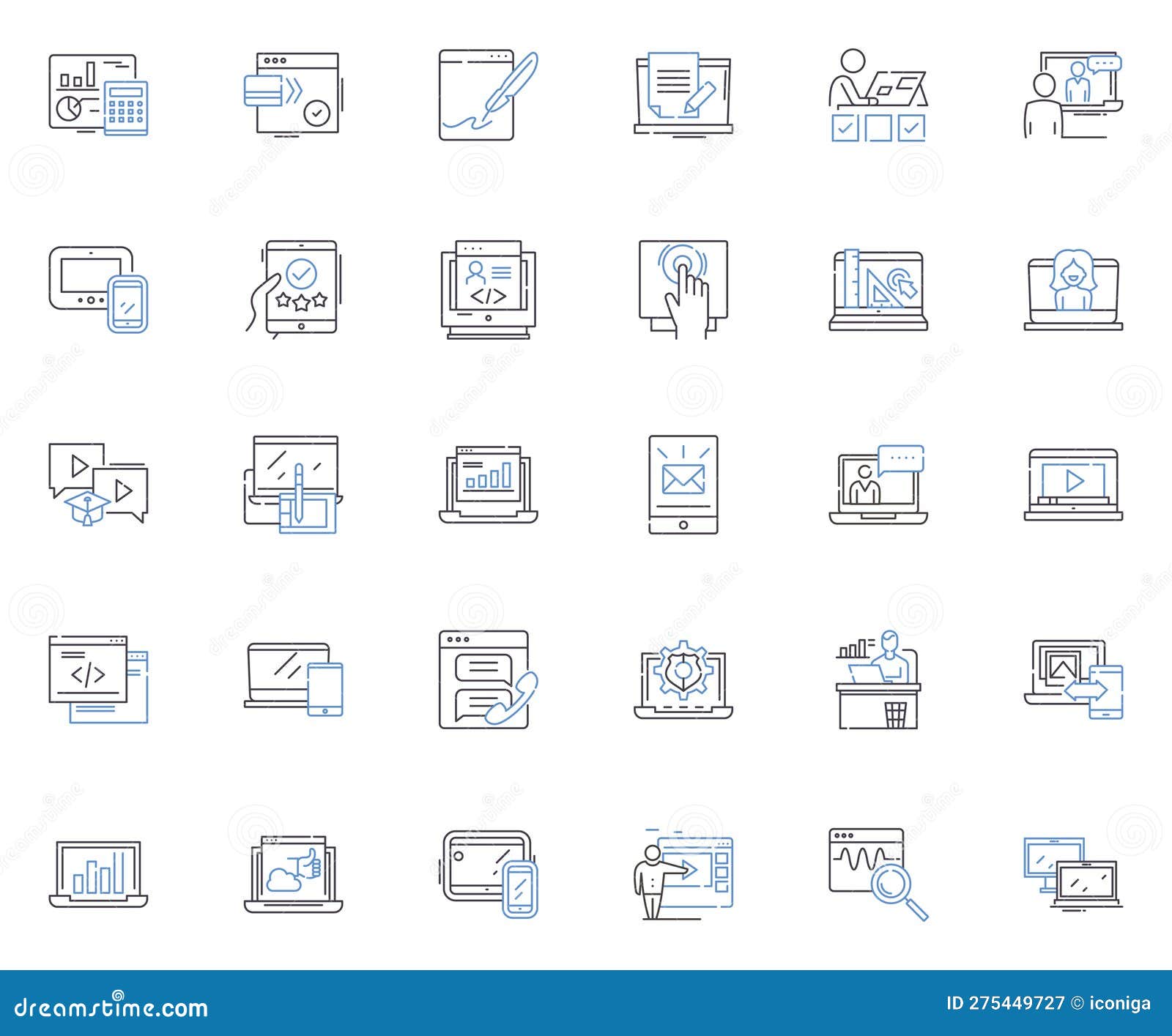 Notebook Computer Line Icons Collection. Portable, Lightweight ...