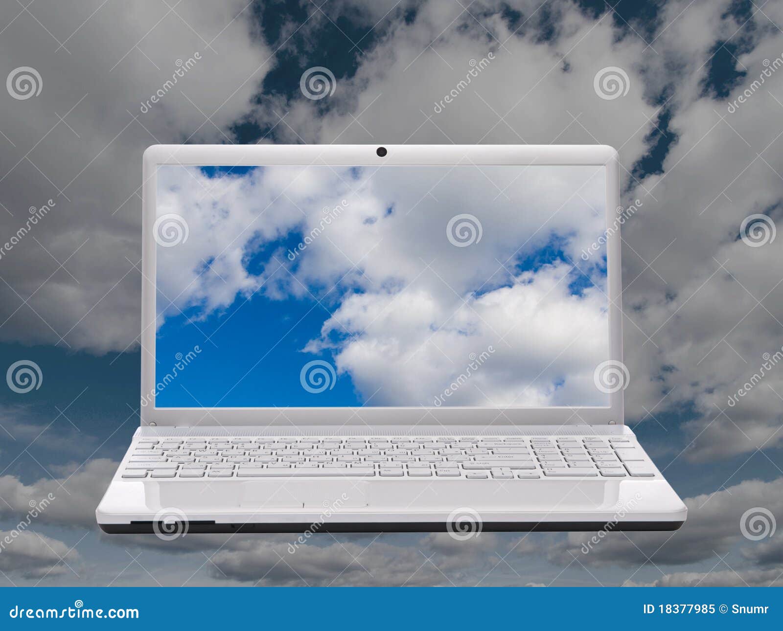 Notebook computer and sky stock image. Image of cloud - 18377985