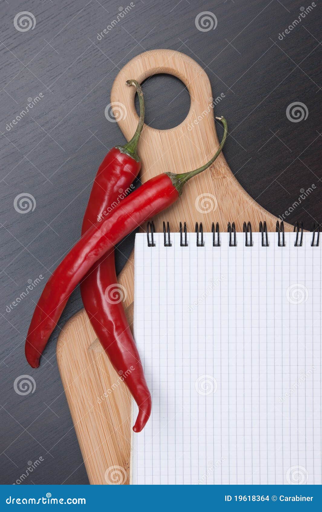 Notebook for Cooking Recipes and Red Chili Peppers Stock Photo - Image ...