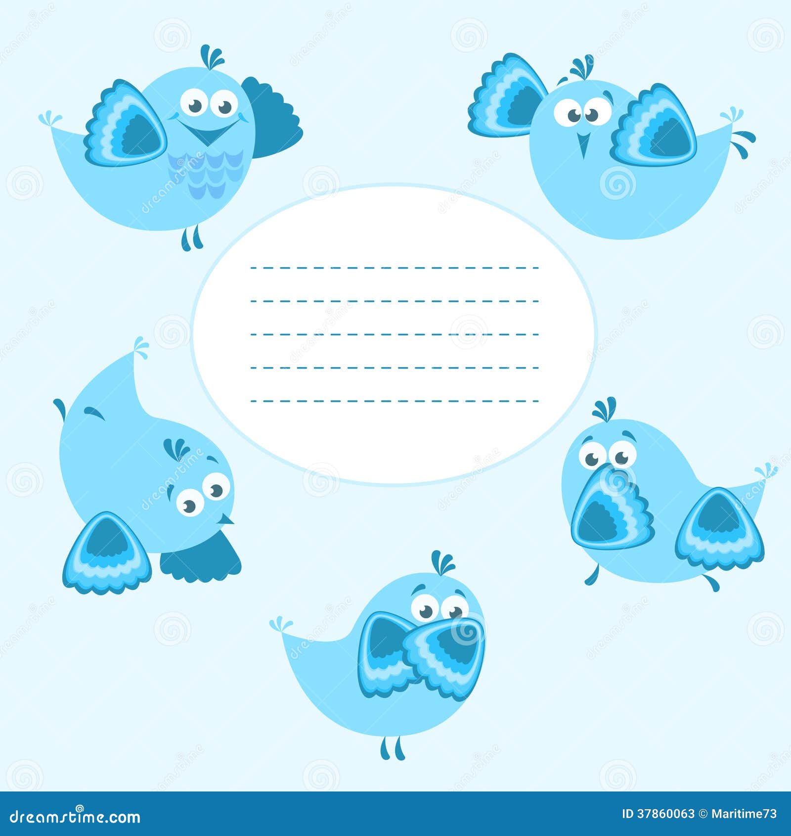 Notebook Cover with Birds on Blue Background and Place for Text. Stock ...