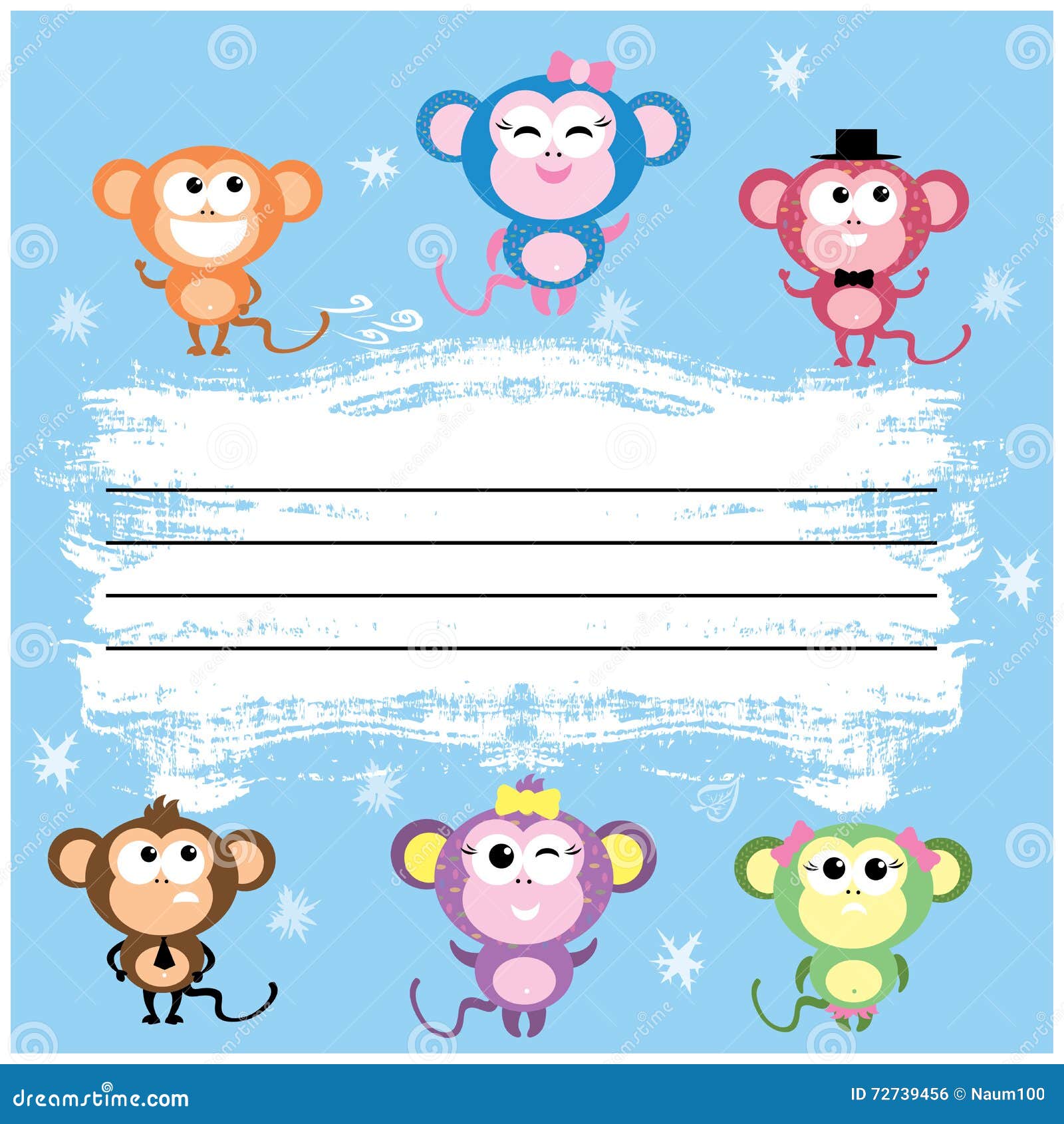 Notebook Cover Design with Cute Monkey Stock Vector - Illustration of ...