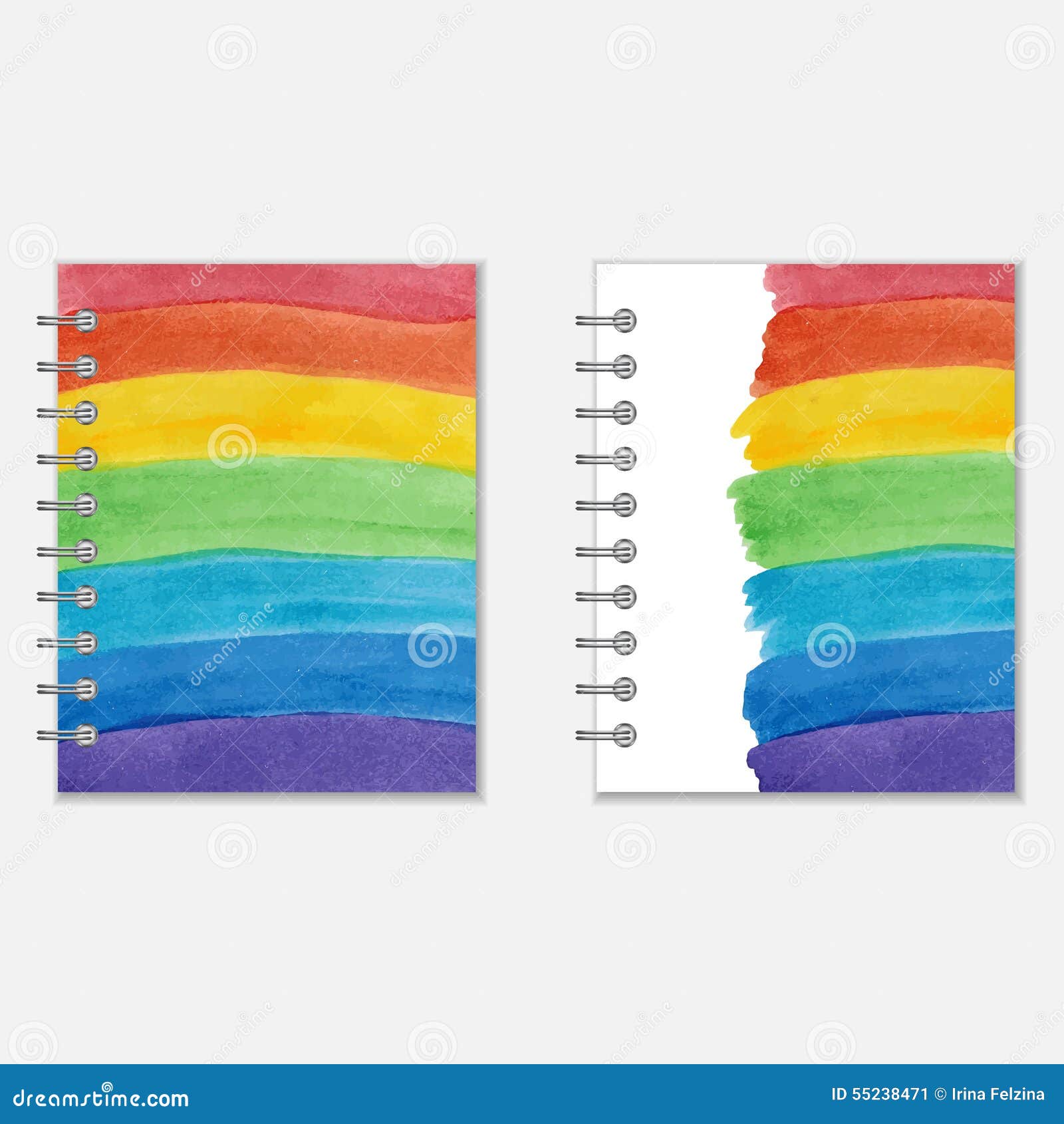 Notebook Cover Design with Rainbow Stock Vector - Illustration of diary ...