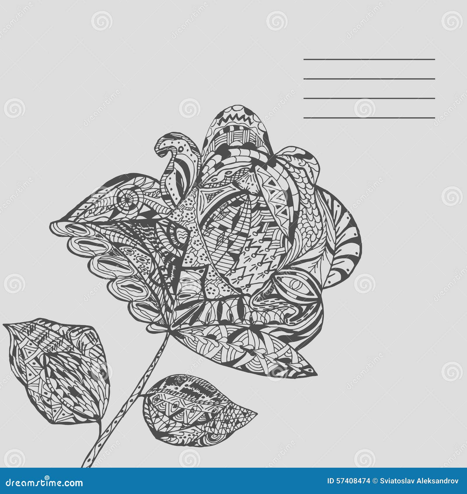 Notebook Cover with Hand-drawn Doodle Flower and Lines for Text Stock ...