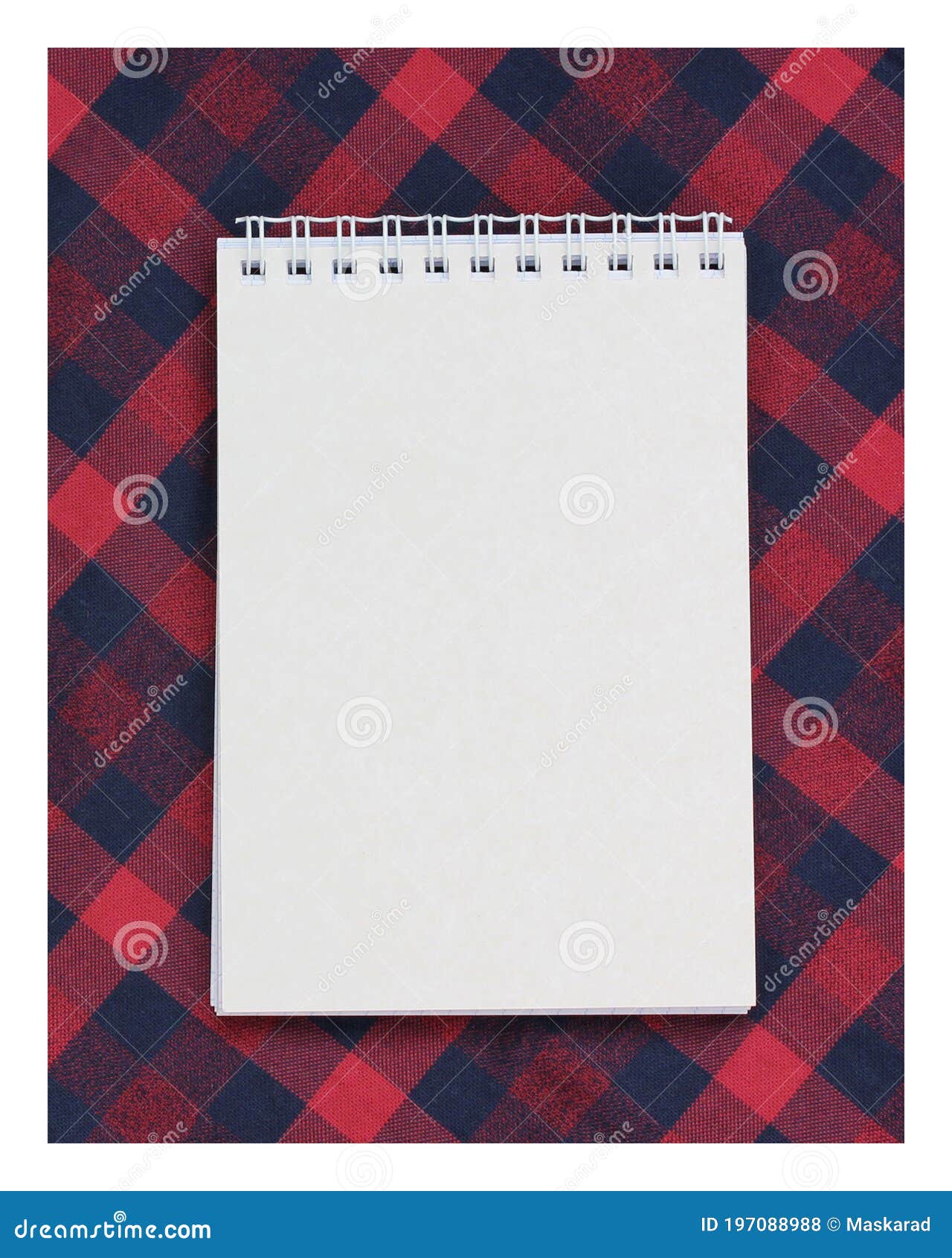 Notebook with a Cover without a Picture on a Red Checkered Background ...