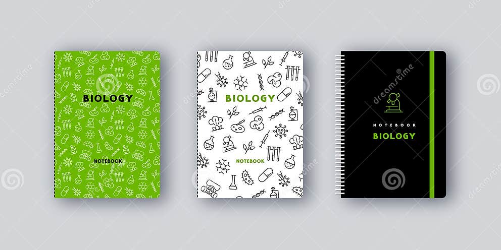 Notebook Covers Design for Biology School Subject Stock Vector ...