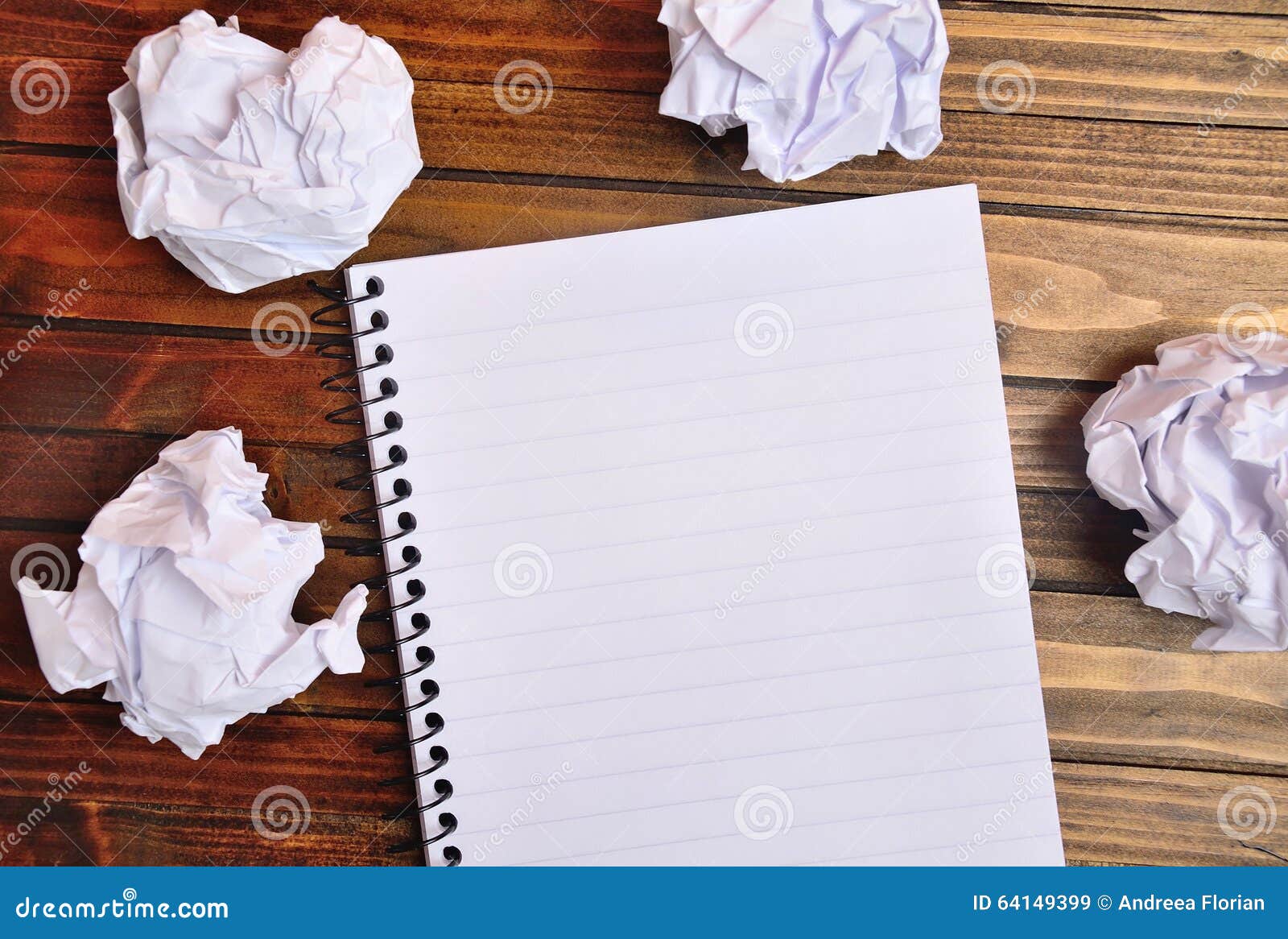Notebook with Crinkled Paper Stock Image - Image of creativity, closeup ...