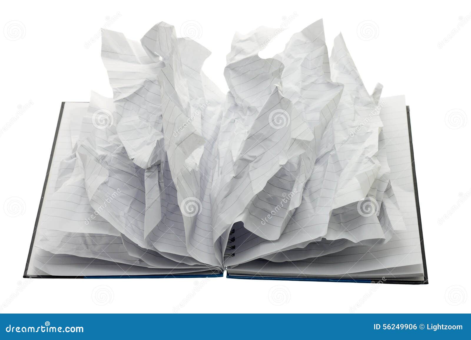 Notebook with Crumpled Pages Stock Photo - Image of life, overwork ...