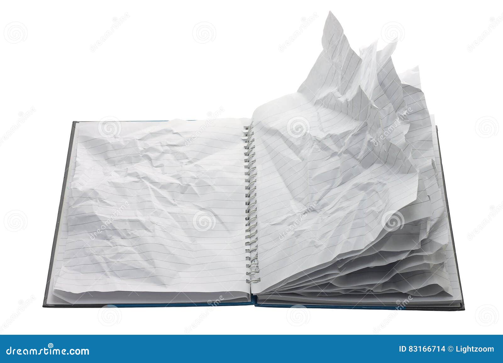 Notebook with Crumpled Pages Stock Photo - Image of studio, supplies ...