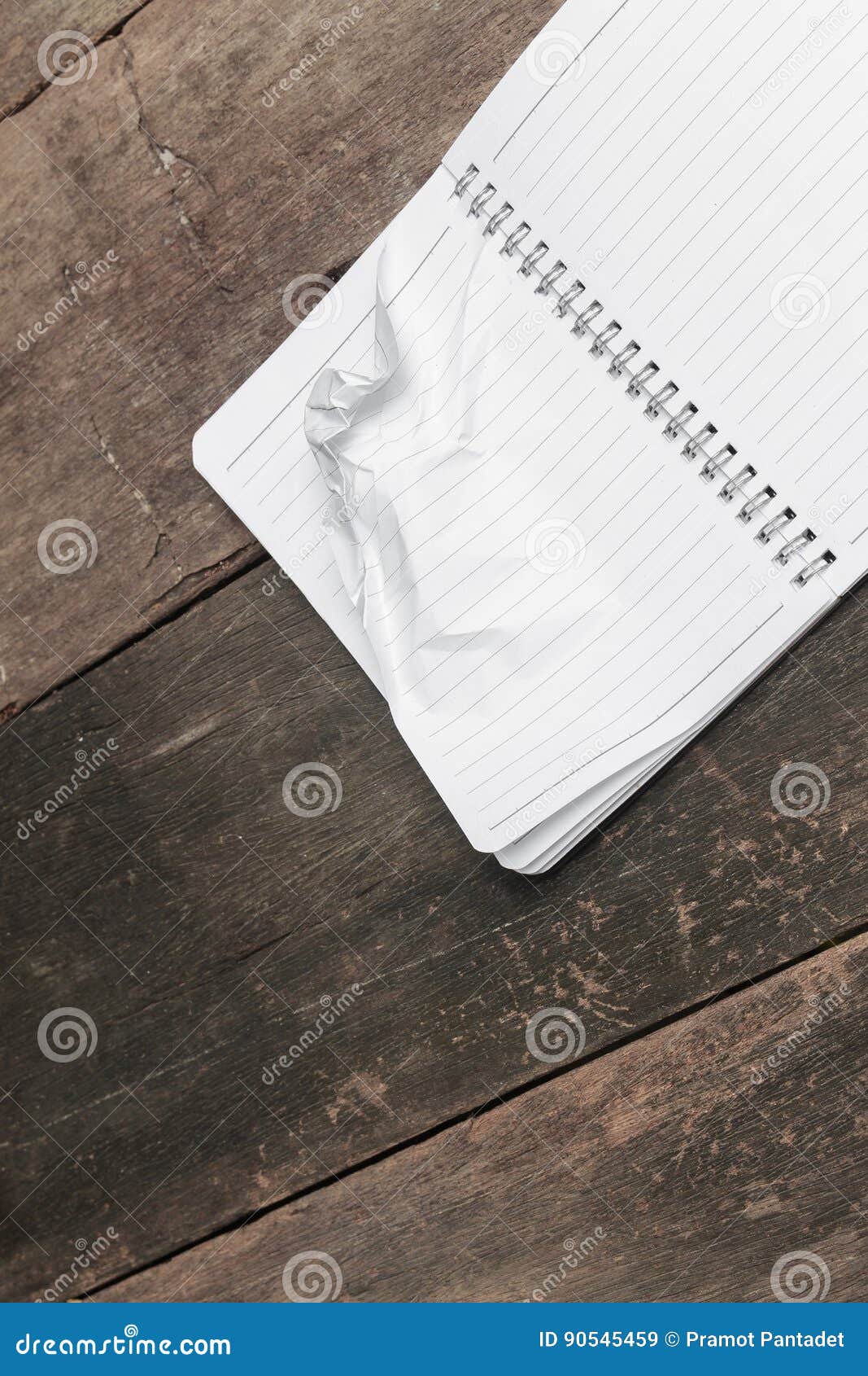 Notebook Crumpled on Wooden Table, Business Concept Stock Image - Image ...