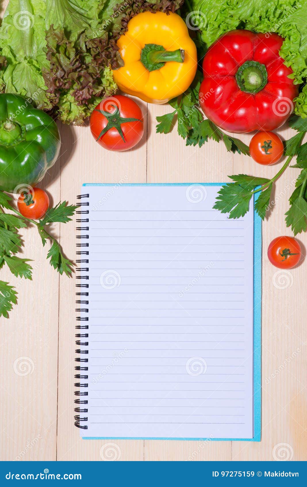 Notebook for Culinary Recipes with Fresh Organic Vegetables Stock Image ...