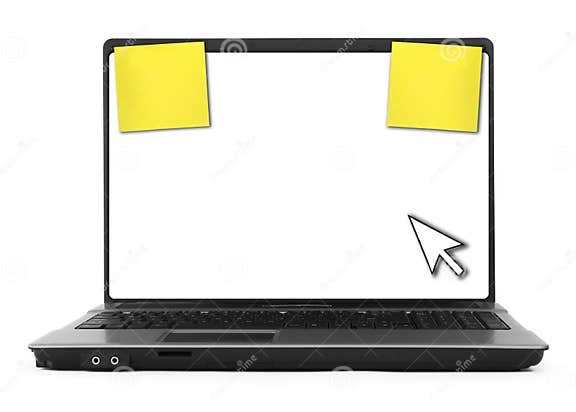 Notebook with Cursor and Yellow Notes Stock Image - Image of isolated ...