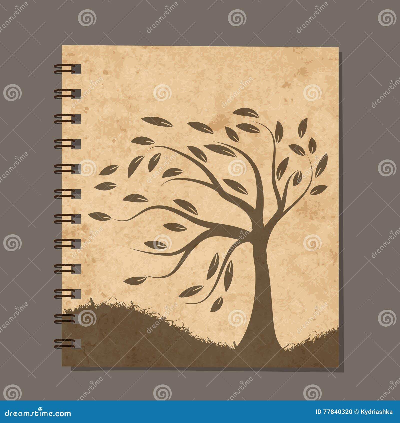 Notebook Design, Art Tree. Old Grunge Paper Stock Vector - Illustration ...