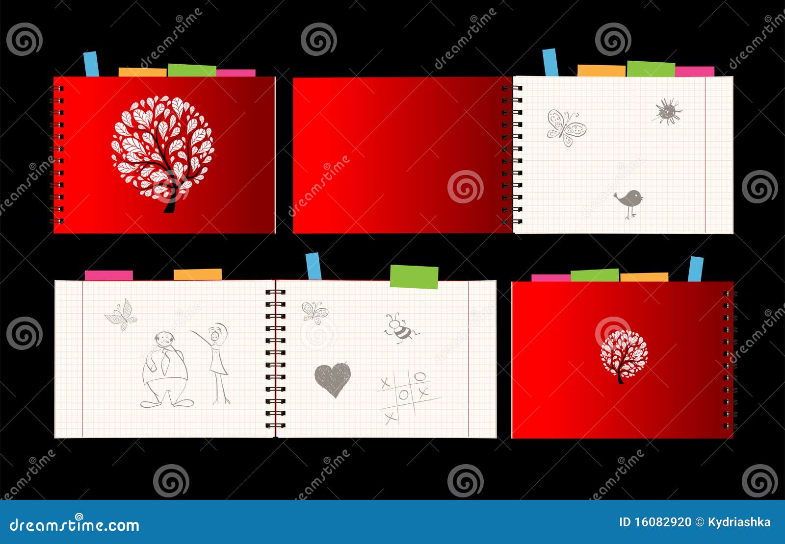 Notebook Design, Cover and Open Pages Stock Vector - Illustration of ...