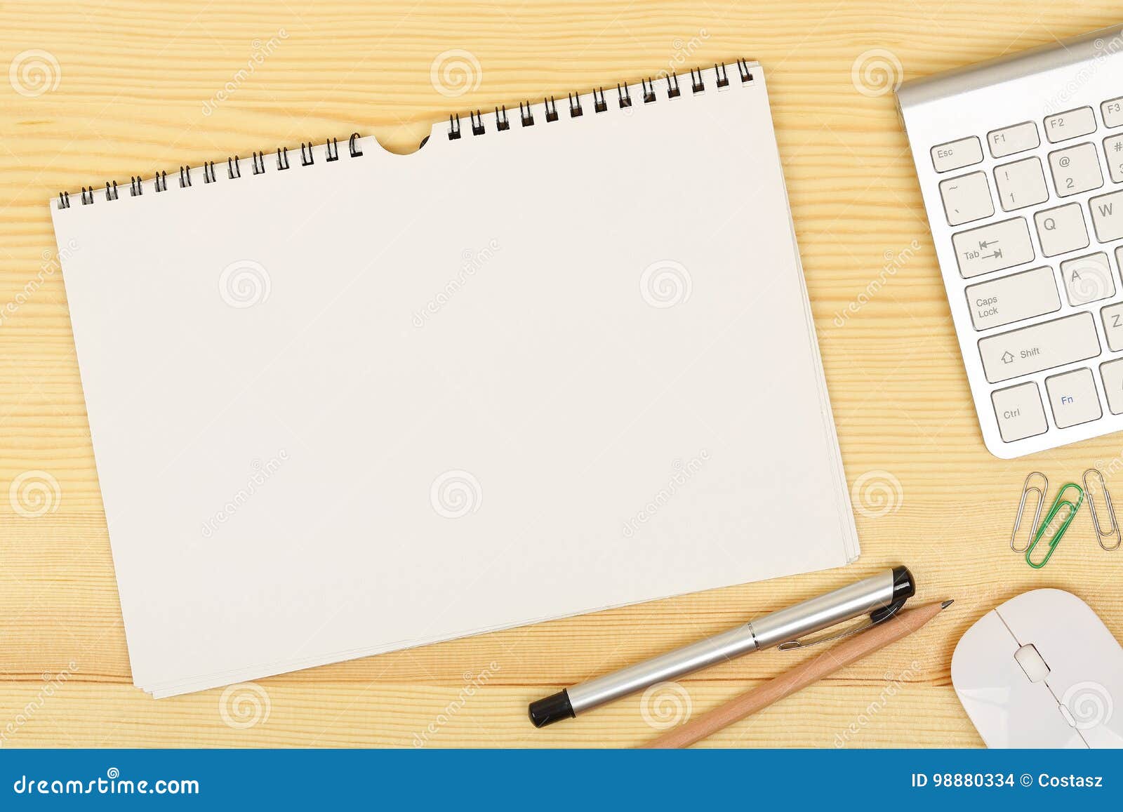 Notebook on desk stock photo. Image of mouse, keyboard - 98880334