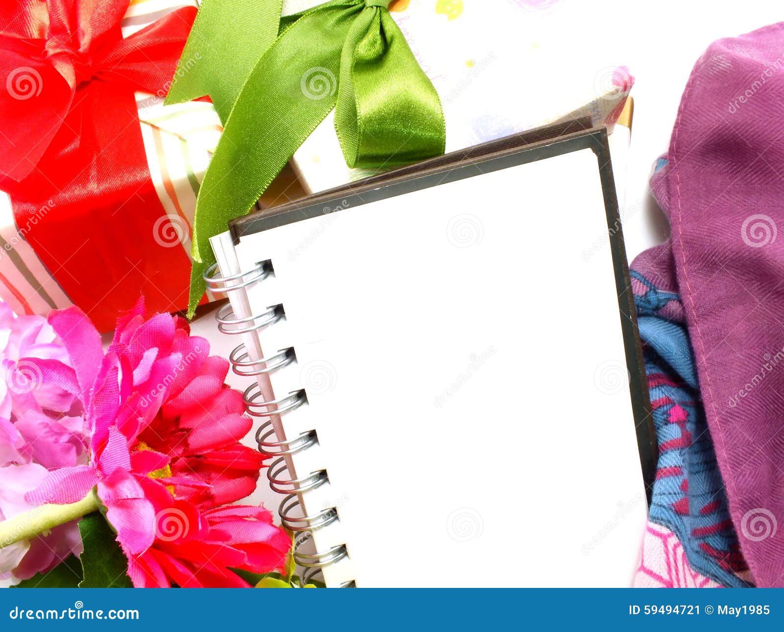 Notebook Diary Background with Decoration Stock Image - Image of bloom ...