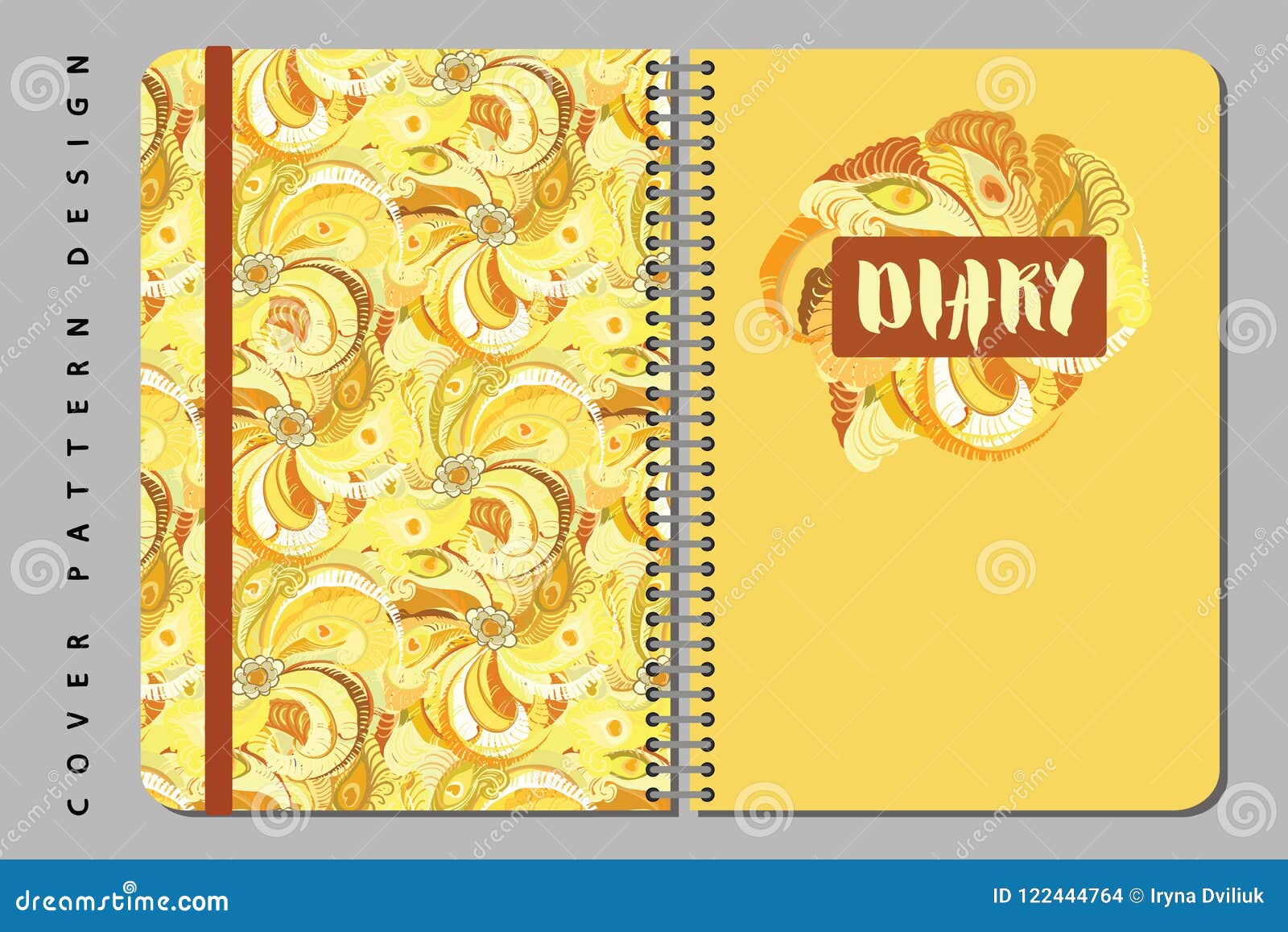 Notebook and Diary Cover Design for Print with Seamless Pattern ...