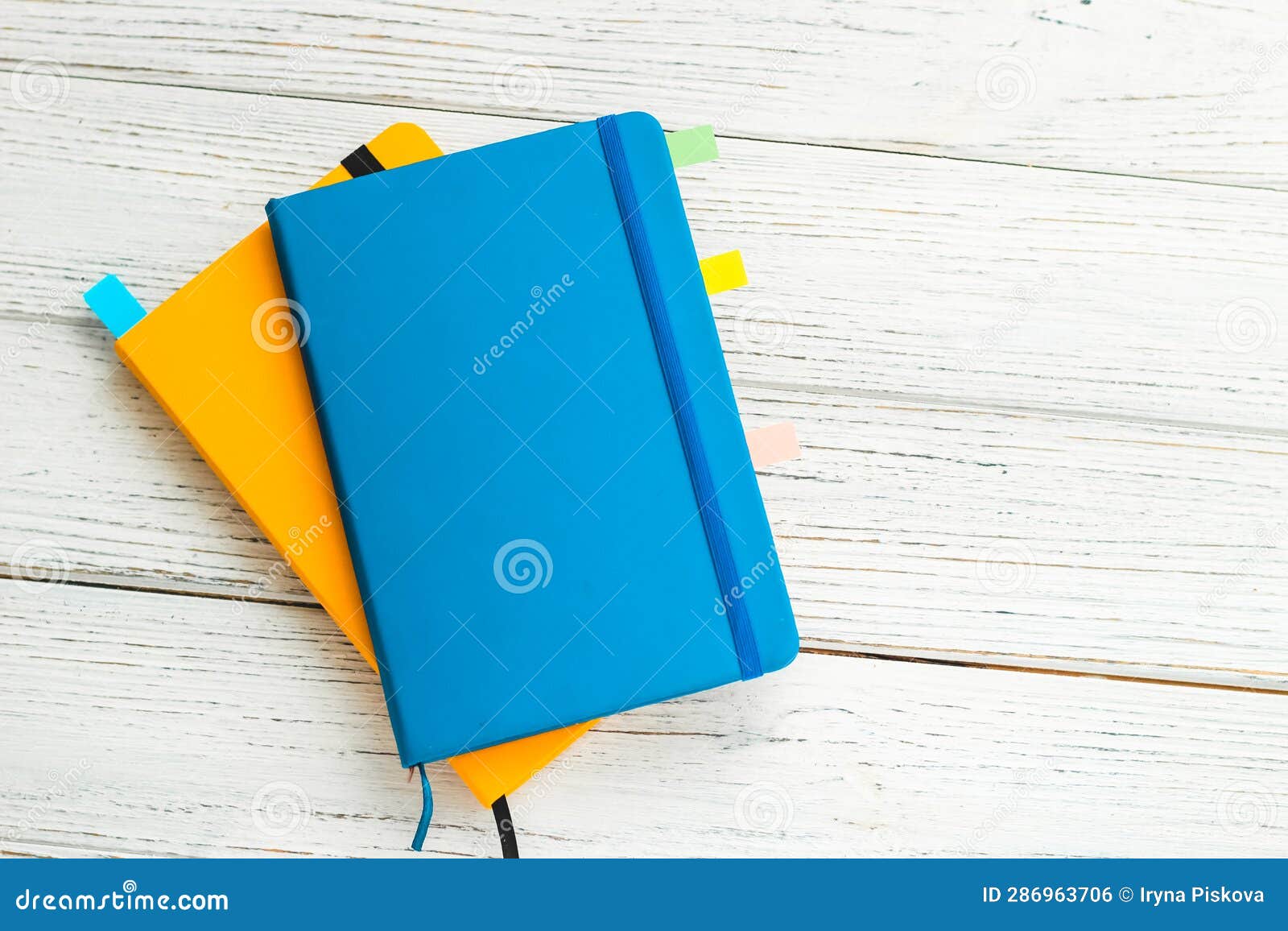 Notebook Diary for Planning in Blue and Yellow Stock Photo - Image of ...