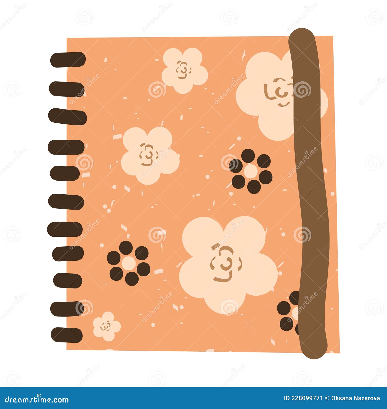 Notebook Diary on Spiral with Floral Simple Pattern Stock Vector ...