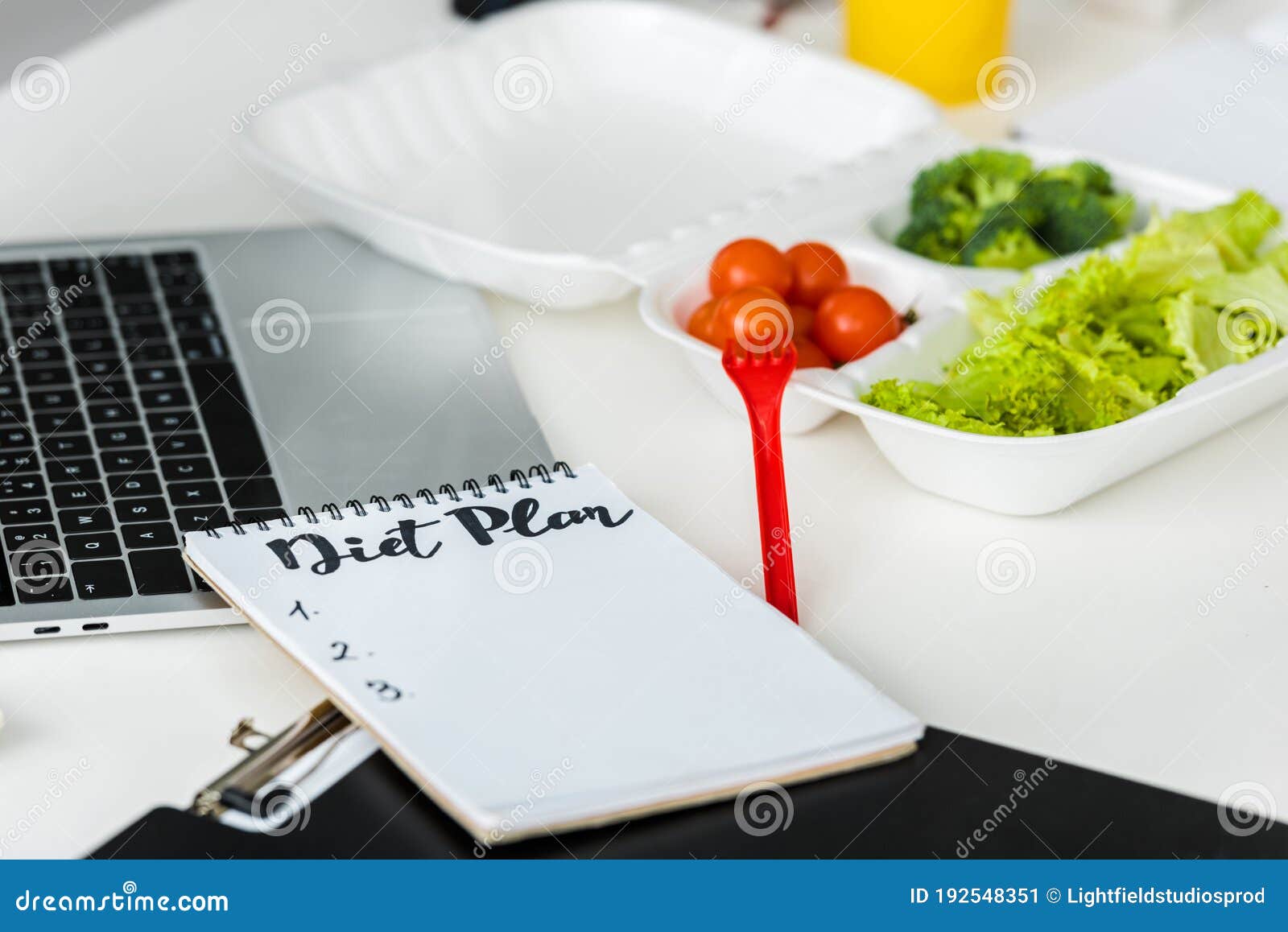 Notebook with Diet Plan Lettering Near Organic Vegetables Stock Image ...