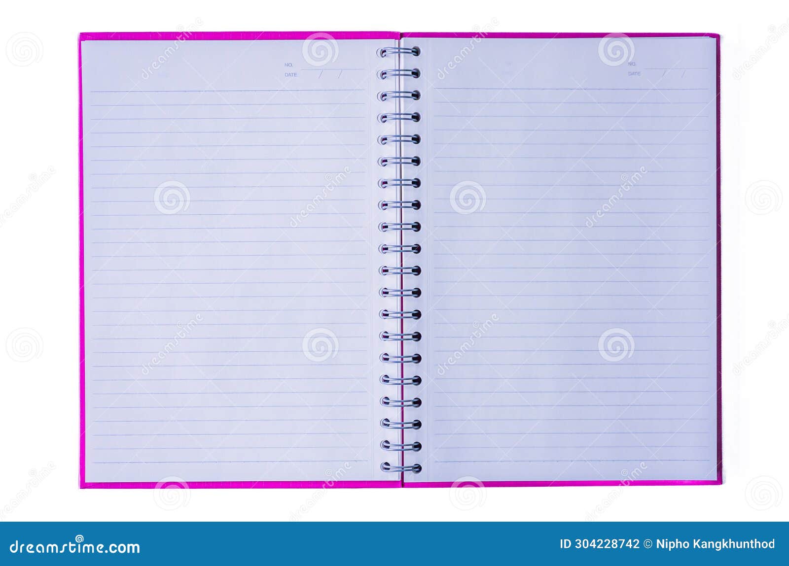 Notebook with Distance Lines, Pink Cover, White Background, Isolated ...