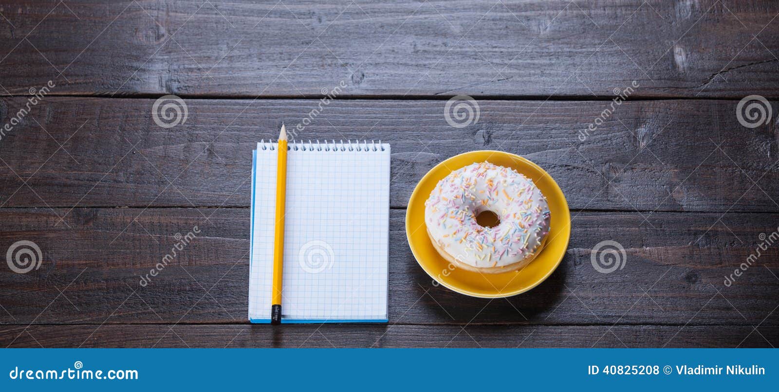 Notebook and donut stock photo. Image of notebook, stationery - 40825208