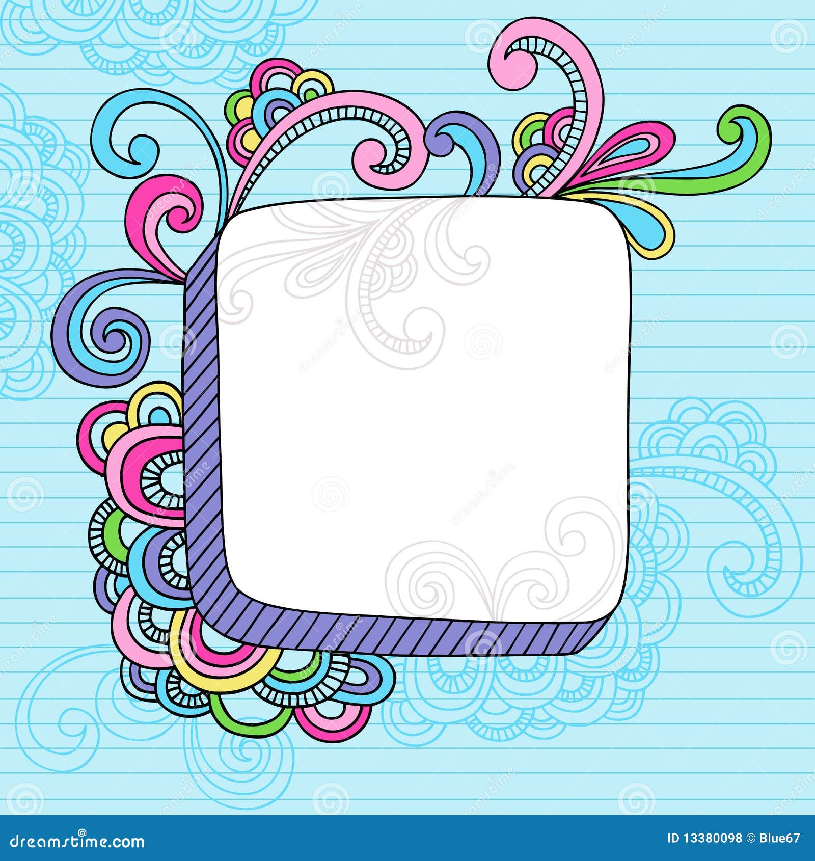 Notebook Doodle 3D Square Frame Stock Vector - Illustration of back ...