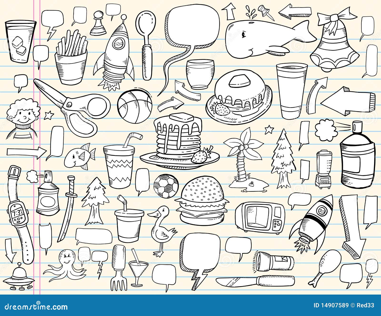 Notebook Doodle Design set stock vector. Illustration of face - 14907589