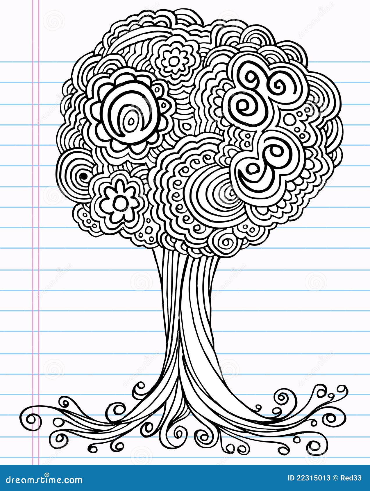 Notebook Doodle Sketch Tree Vector Stock Vector - Illustration of ...