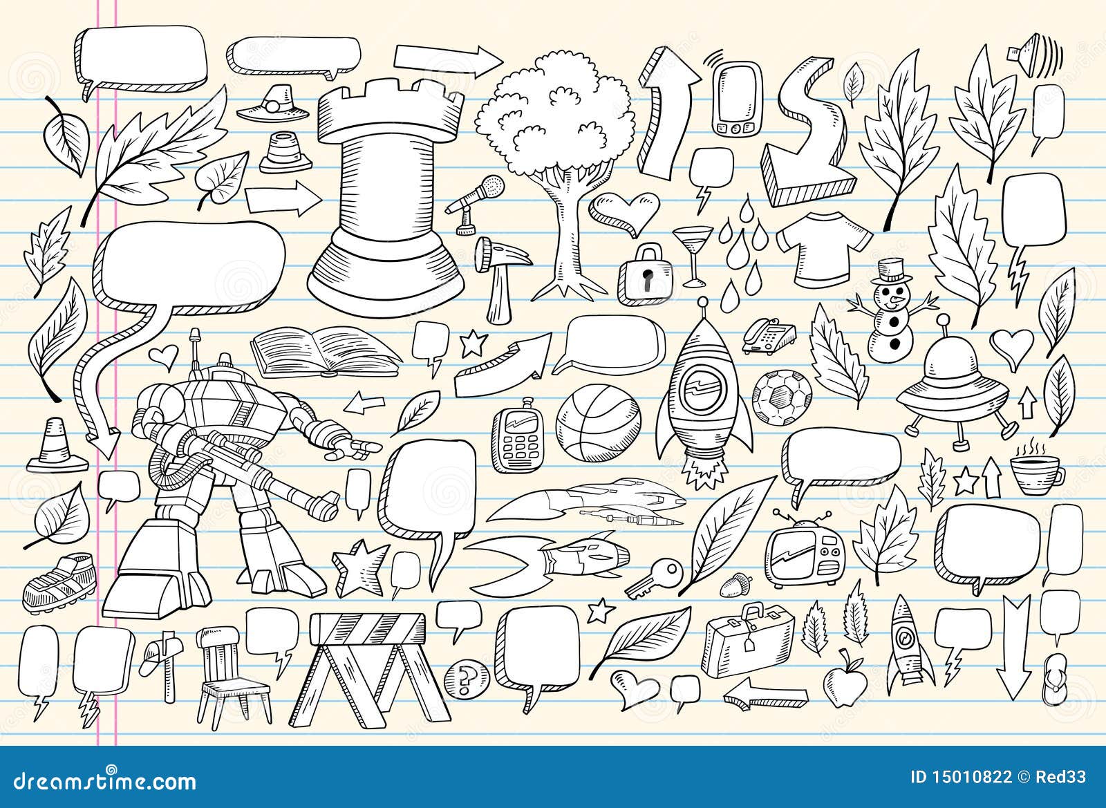 Notebook Doodle Bullet. Hand Drawn Diary Frame, Journal Linear List ...