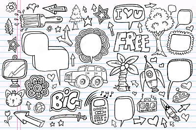 Notebook Doodle Sketch Vector Set Stock Vector - Illustration of ...