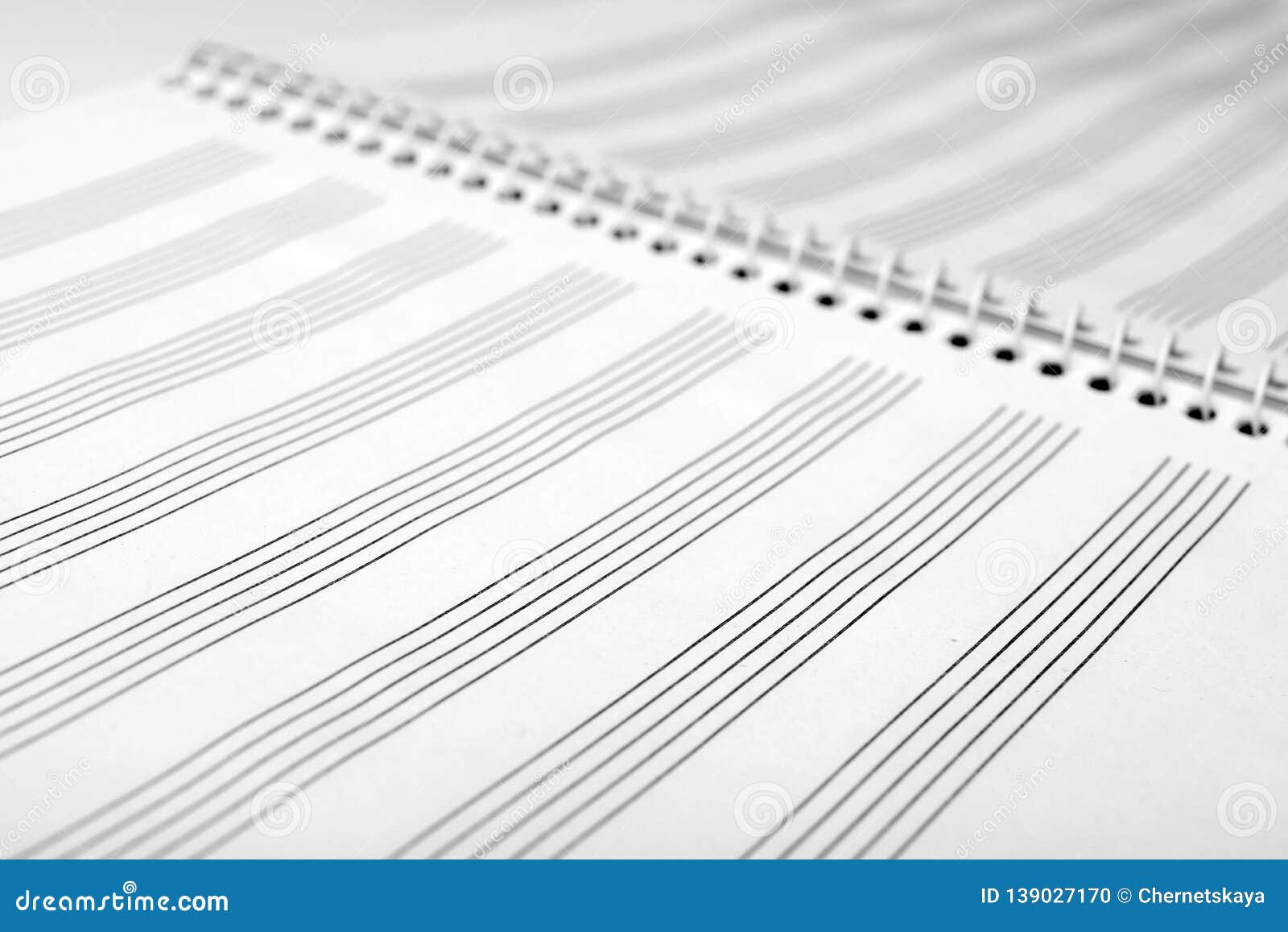 Notebook with Empty Staves for Music Notes As Background Stock Photo ...