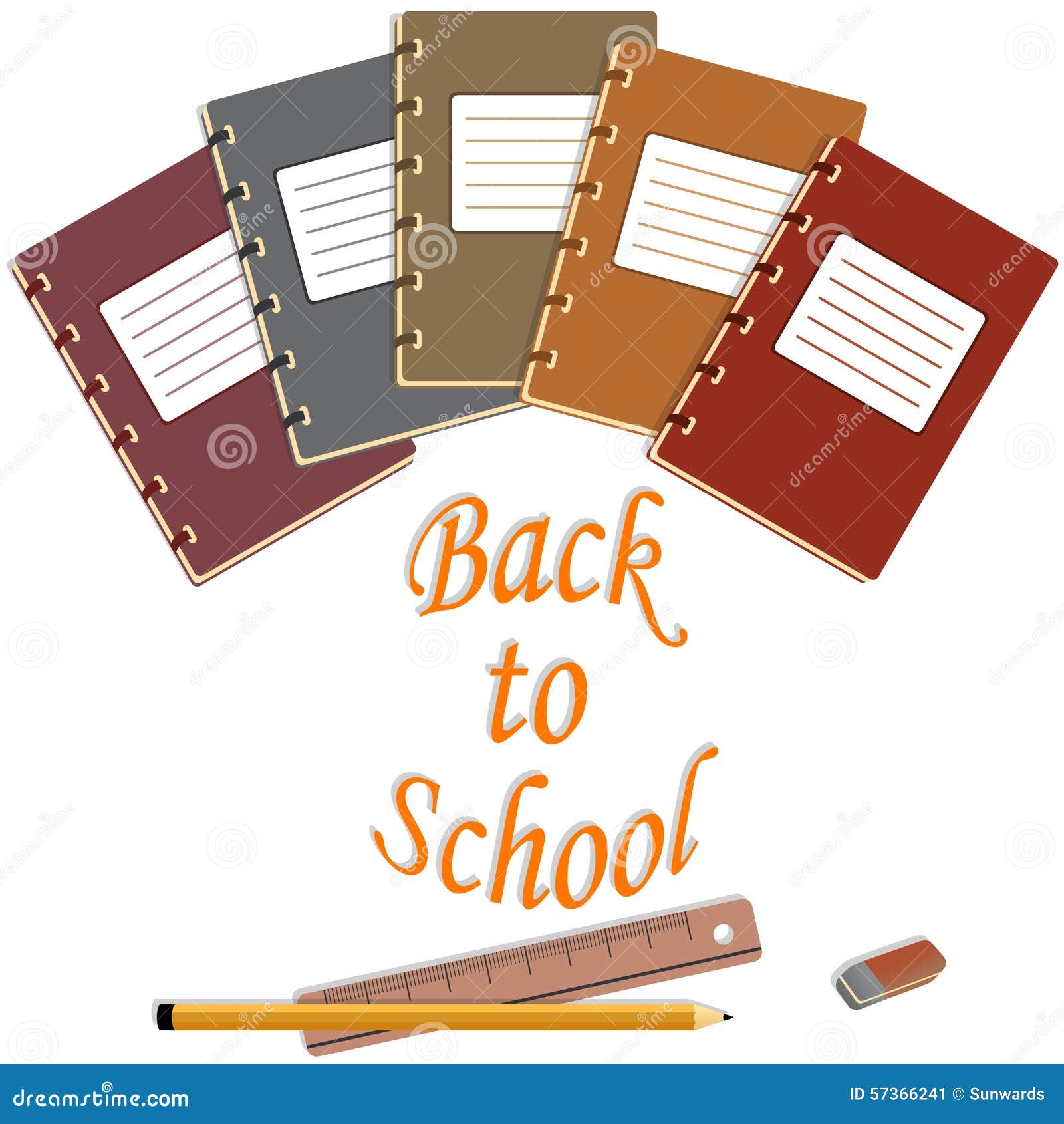 Notebook, Eraser, Pencils, Ruler Abd Back To Stock Vector ...