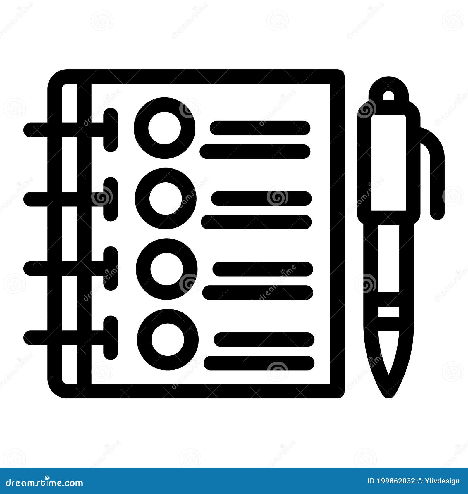 Notebook Exam Test Icon, Outline Style Stock Vector - Illustration of ...